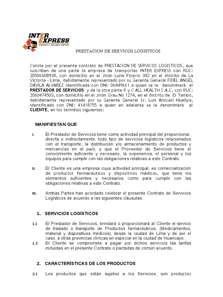 Contrato - de - (Servicios Logisticos) . | PDF | Logística Contrato - de - (Servicios Logisticos) . | PDF | Logística