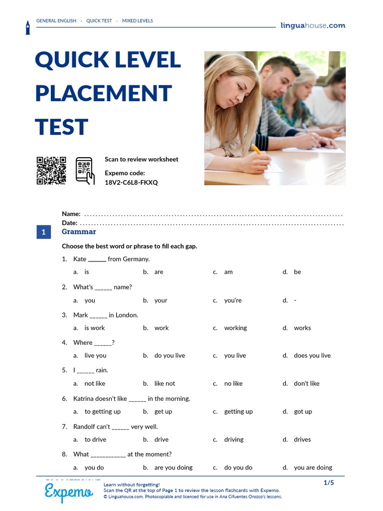 Quick Level Placement Test British English Student | PDF