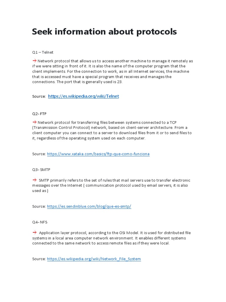 An Overview of Common Network Protocols: Telnet, FTP, SMTP, NFS, SSH, DNS, and DHCP | PDF ...