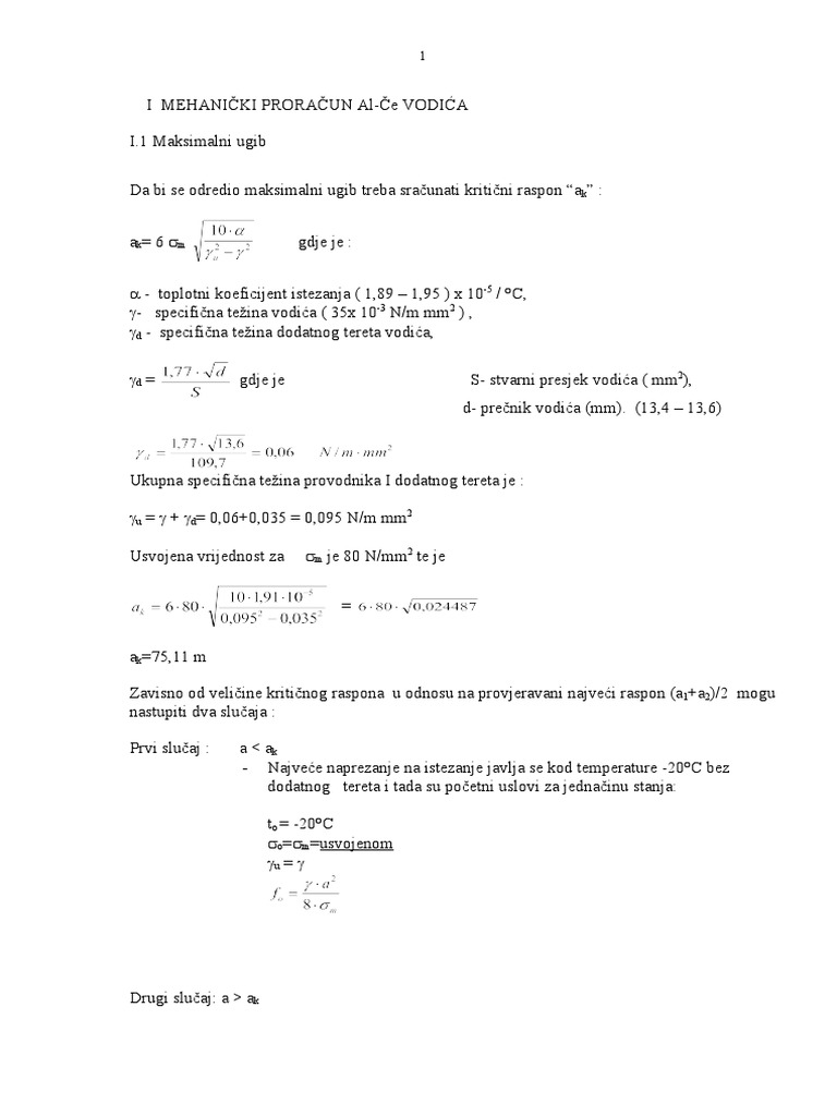 Mehanicki Proracun Dalekovoda | PDF