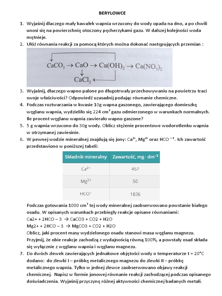 BERYLOWCE Zadania | PDF