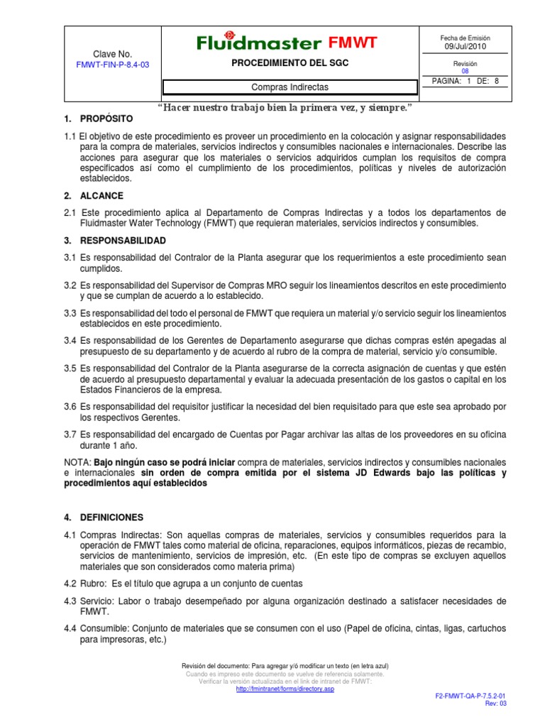 FMWT FIN P 8.4 03 Compras Indirectas | PDF | Presupuesto | Economias