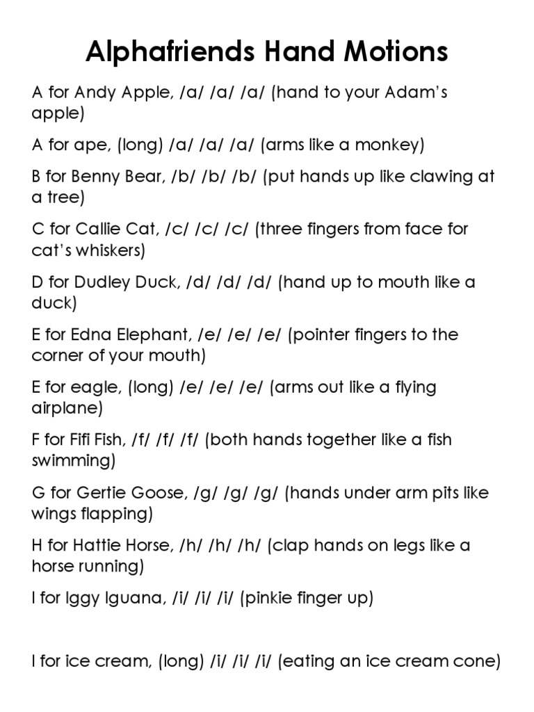 Alpha Friends Hand Motion | PDF