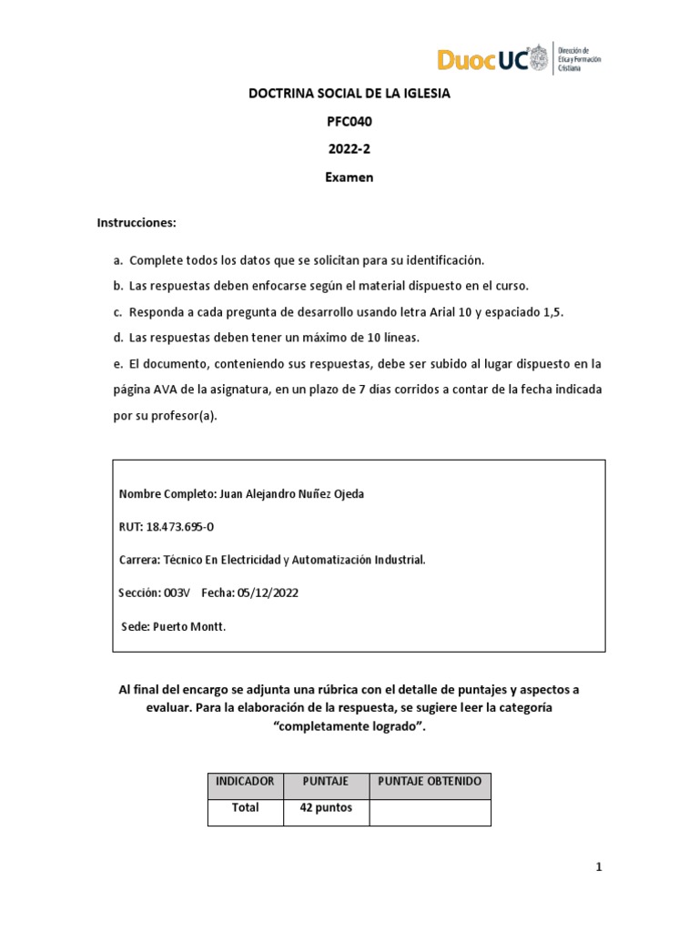 Examen DSI 040 2022-2 | PDF | Familia | Amor