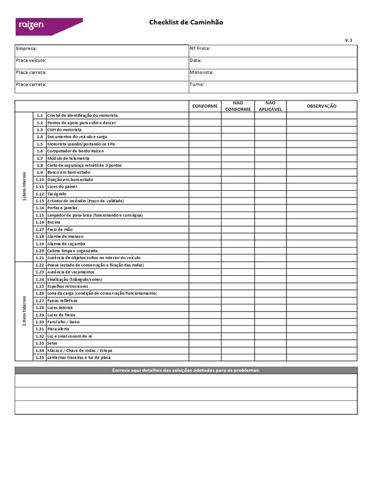 Item 414 11 Anexo I Checklist Caminhao | PDF | Tecnologias automotivas ...