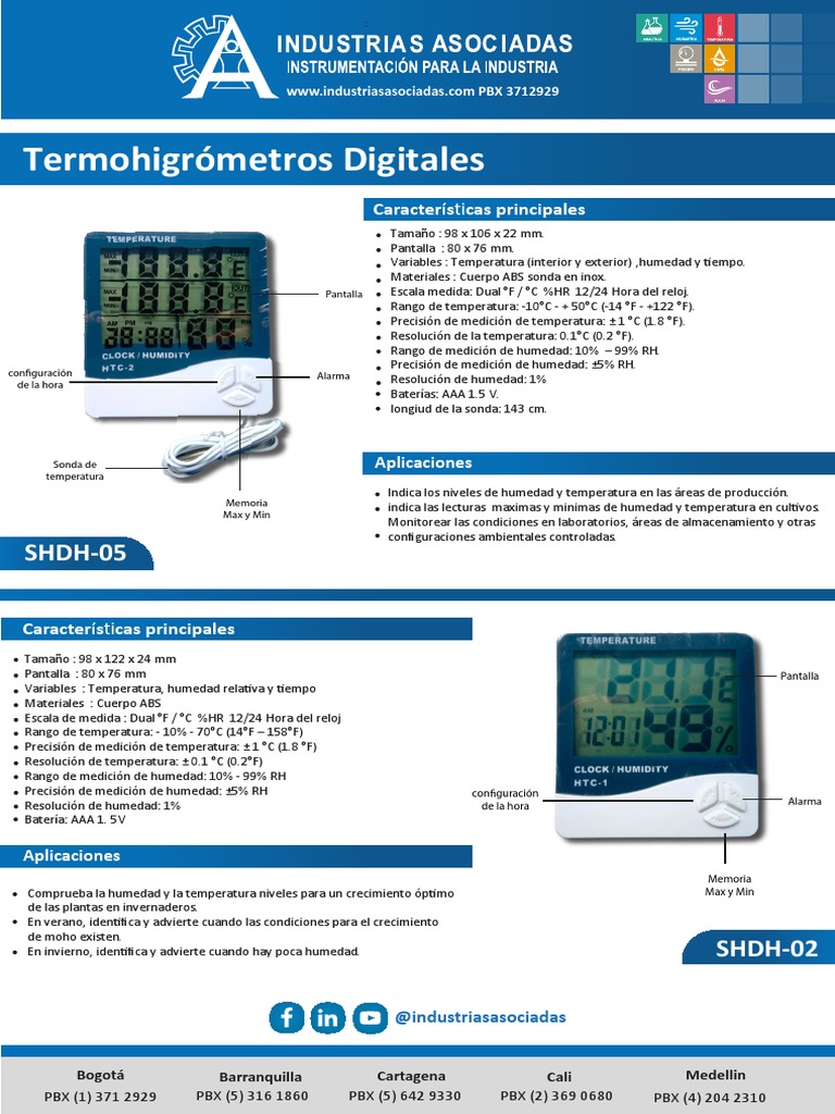 Termohigrómetros Digitales SHDH 05 SHDH 02 01 | PDF | Metrología