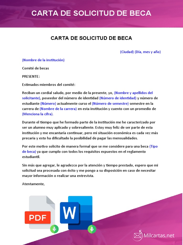 Carta de Solicitud de Beca | PDF | Finanzas y dinero | Derecho