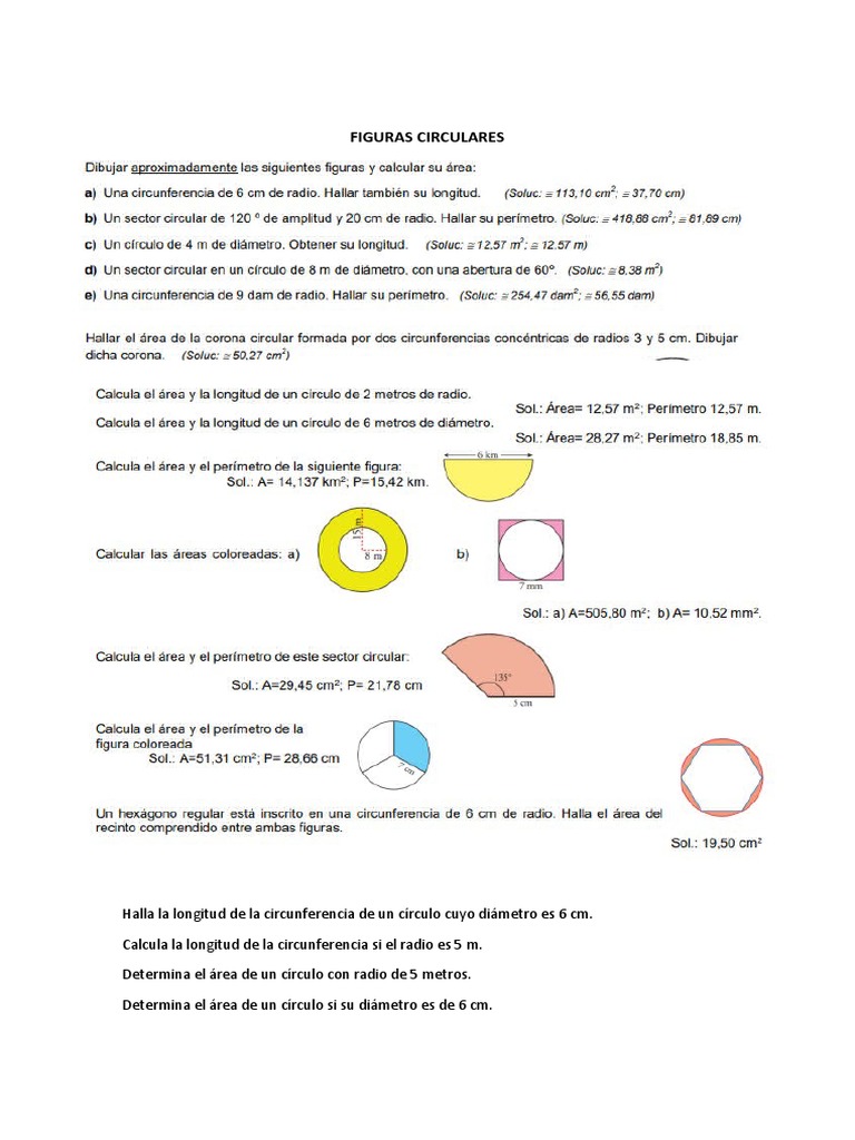 Ejercicios de Figuras Circulares | PDF