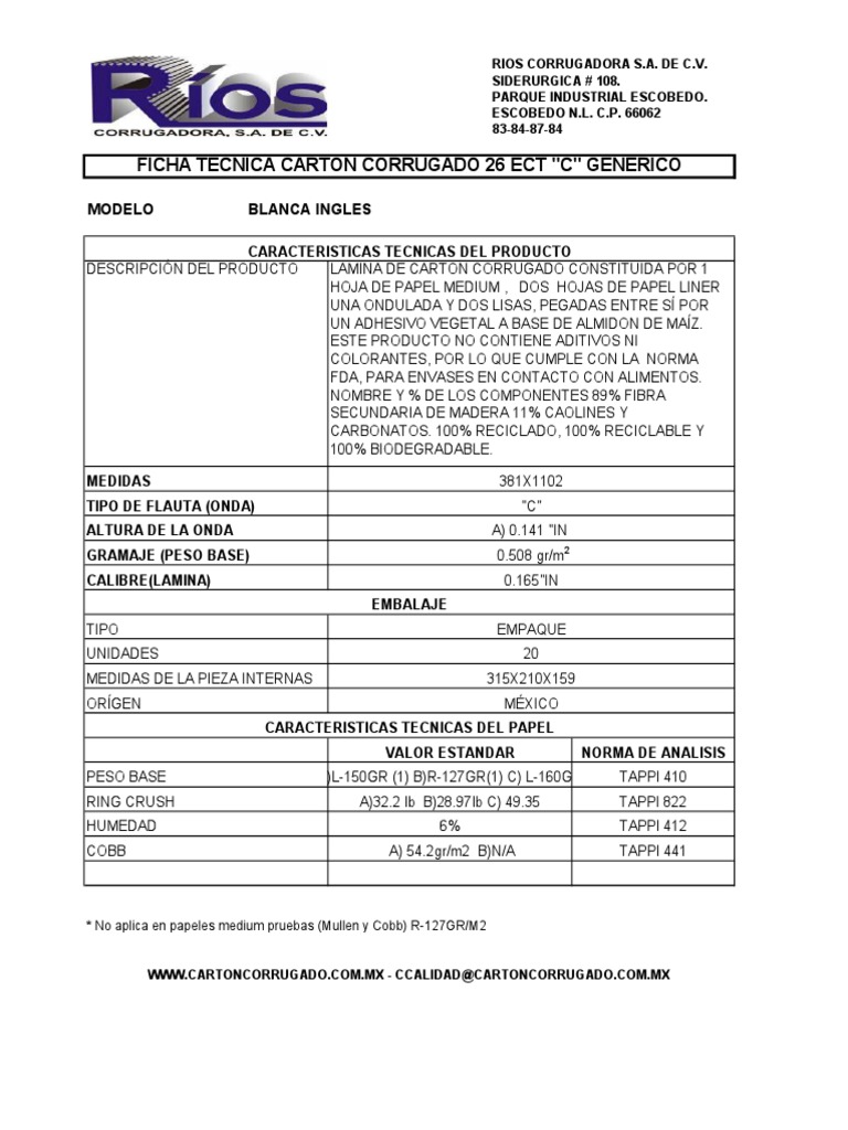 TDS 020-8154-006 | PDF | Cartón | Papel