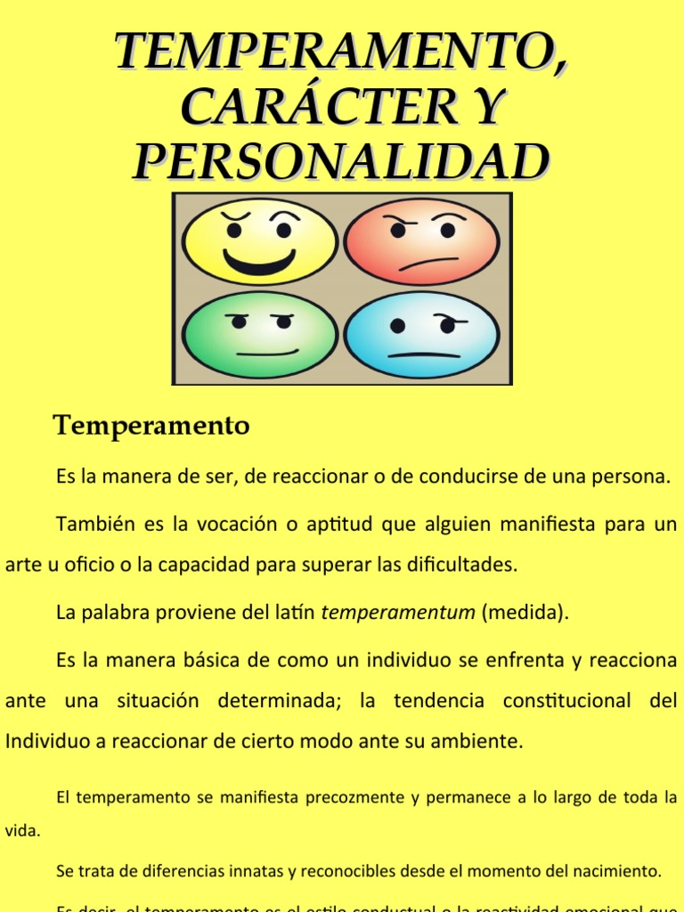 Temperamento, Carácter y Personalidad | PDF | Temperamento | Carné de ...