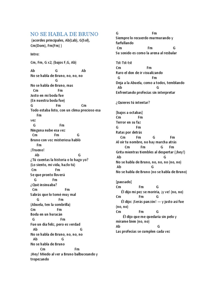 NO SE HABLA de BRUNO Piano Acompañamiento | PDF
