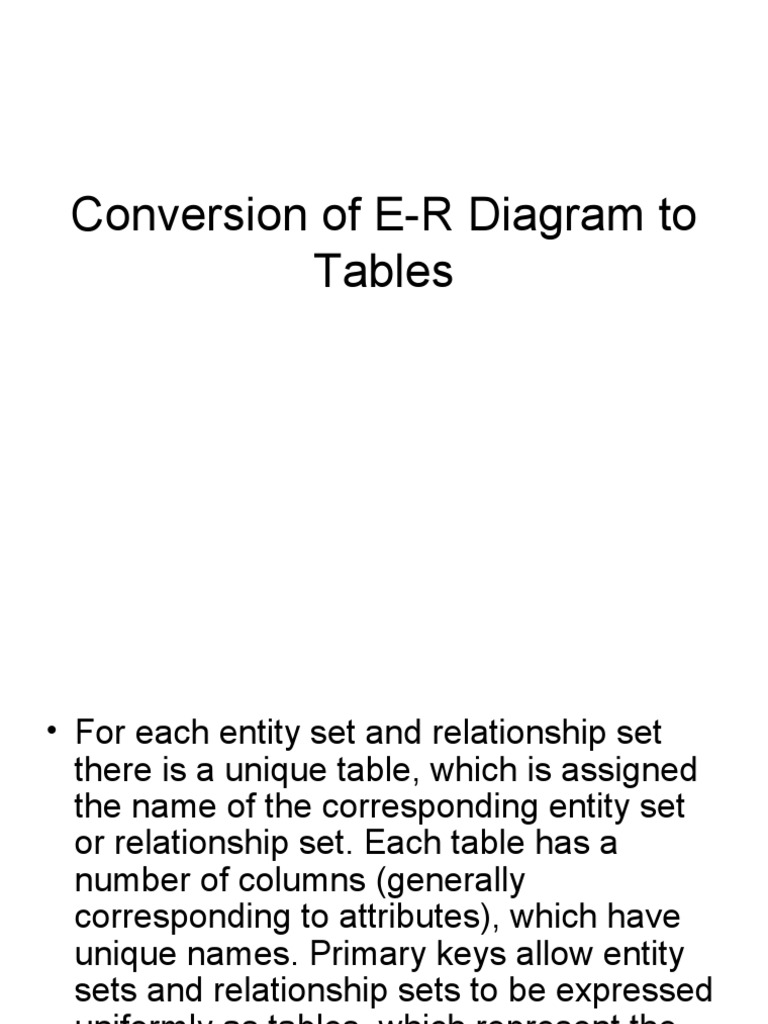 Conversion of E-R Diagram To Tables | PDF
