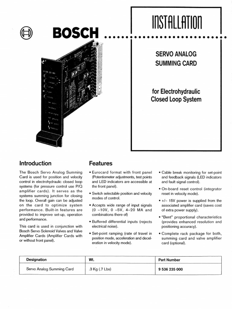 Servo Analog Summing Card | PDF