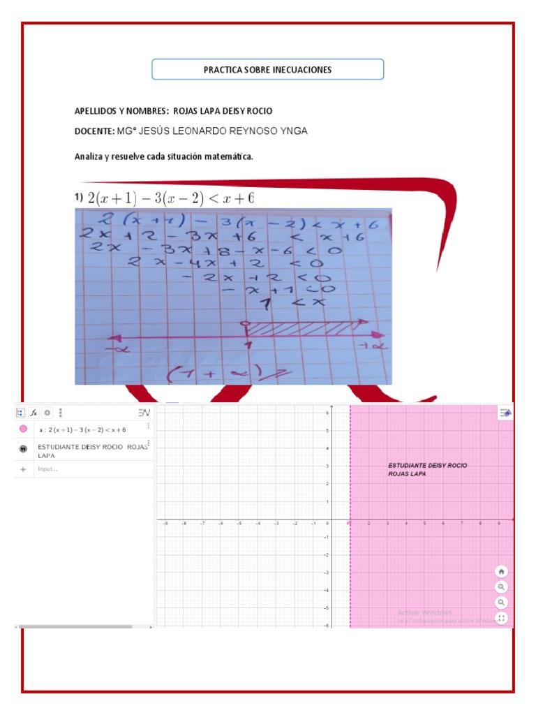 Practica de Inecuaciones Con Geogebra | PDF
