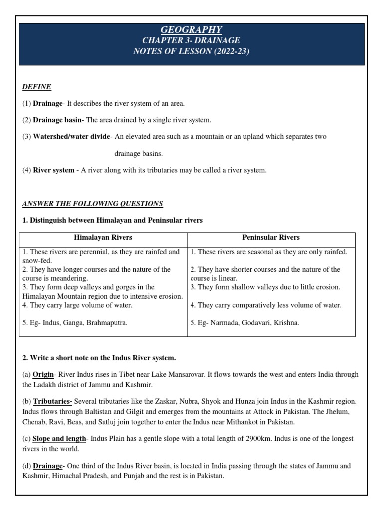 Drainage Notes | PDF | Indus River | River