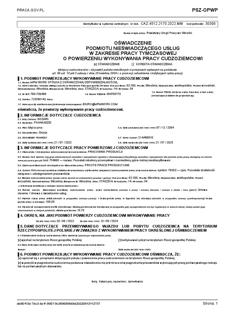 Psz-Opwp: Praca - Gov.Pl CAZ.4512.2170.2022.MM 30300 | PDF