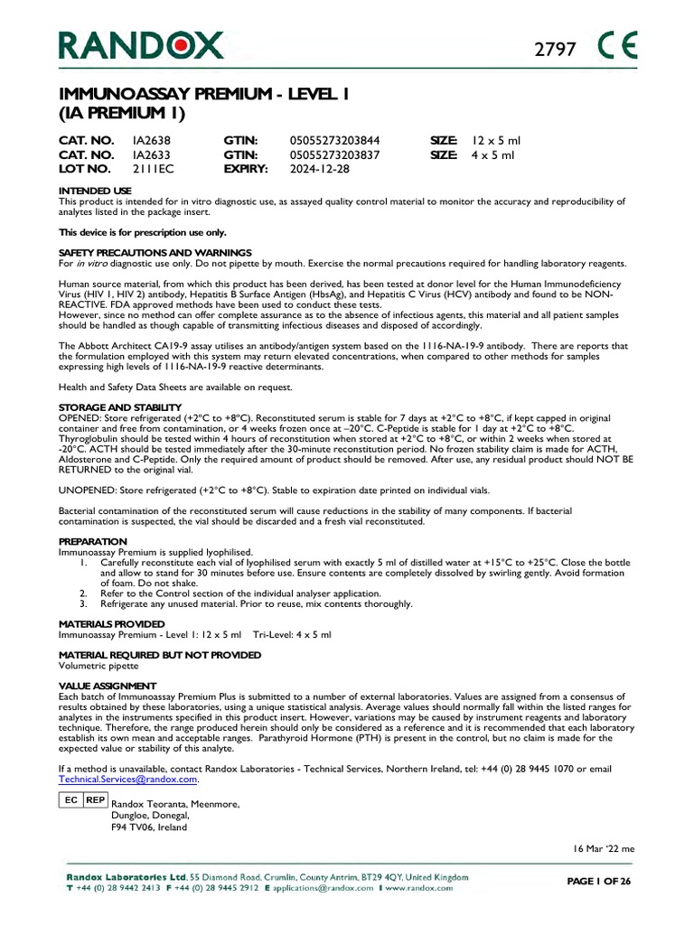 Randox - 2111ec-2112ec-2113ec 2024-12 | PDF | Infection | Antibody