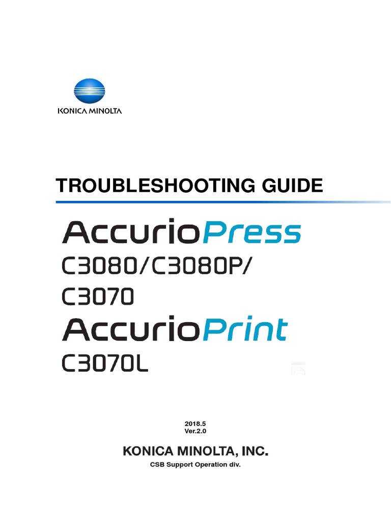 AccurioPRESS C3080 Trouble Shooting Guidev2.0E | PDF | Home & Garden ...