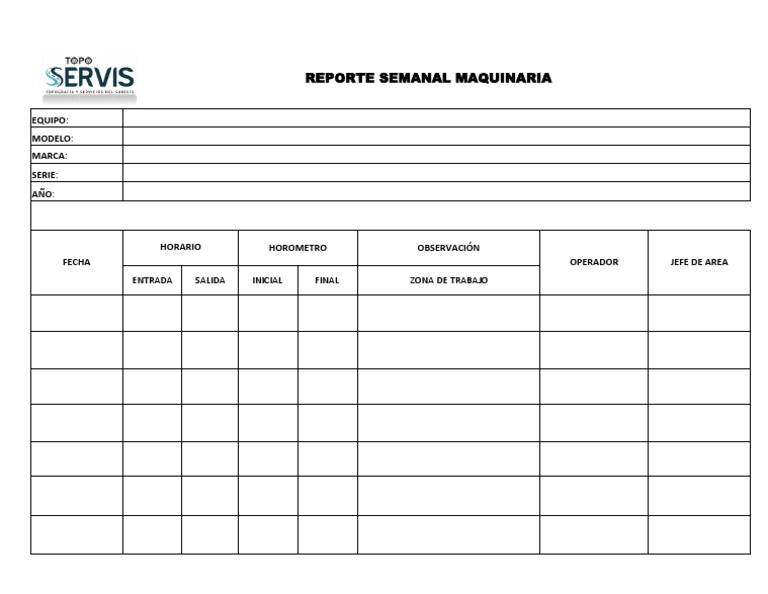 Reporte de Actividad Semanal Maquinaria | PDF