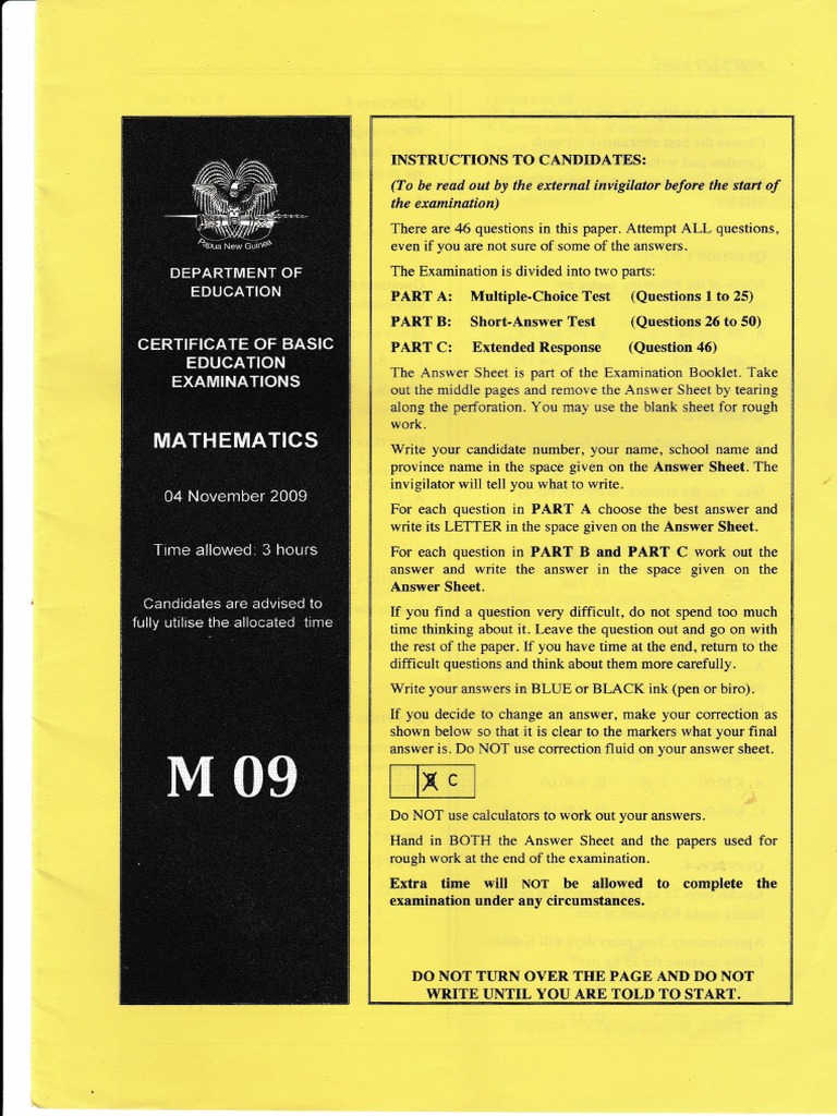 2009 Grade 8 Math Exa Paper PNG | PDF | Test (Assessment) | Elementary ...