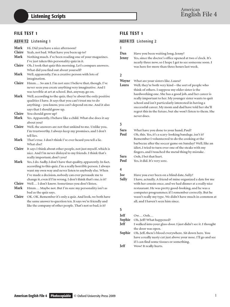 AEF 4 Listening Scripts | PDF | Sleep | News AEF 4 Listening Scripts | PDF | Sleep | News