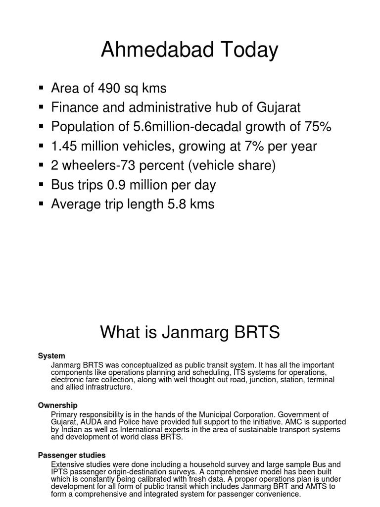 Ahmedabad BRT - Janmarg Update 01 2009 | PDF | Transport Infrastructure ...