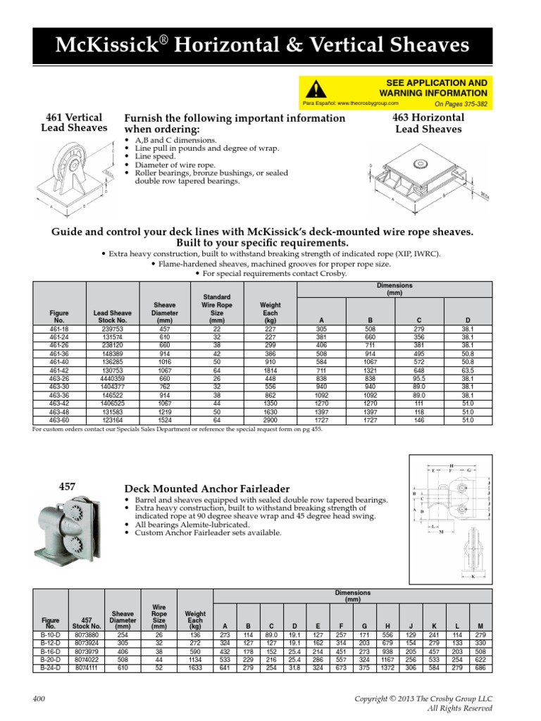 MCkissick Hroizontal & Vertical Sheaves | PDF | Bearing (Mechanical) | Wire