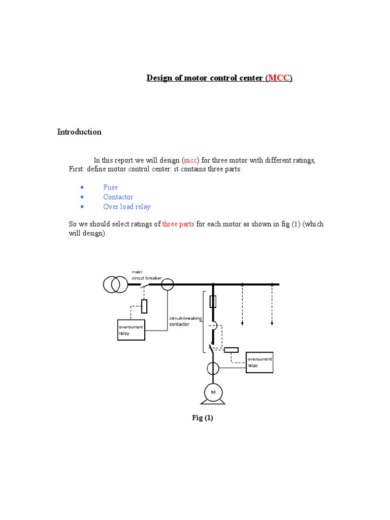 Design of Motor Control Center | PDF | Fuse (Electrical) | Relay