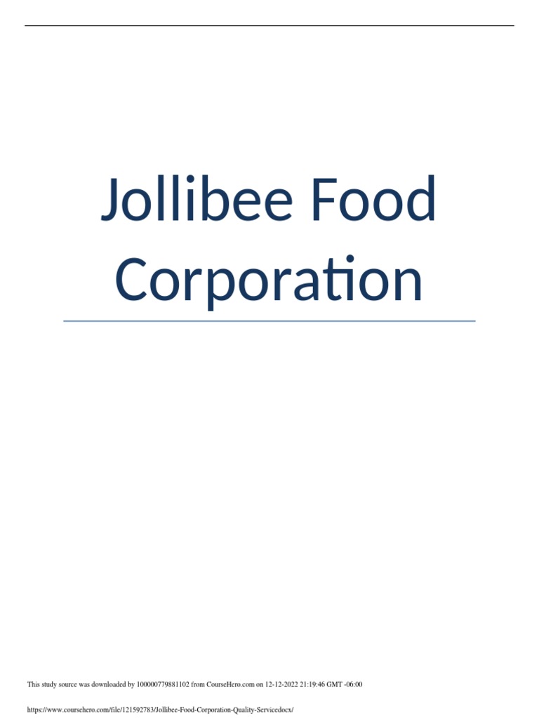 Jollibee Food Corporation Quality Service | PDF | Fast Food Restaurants ...