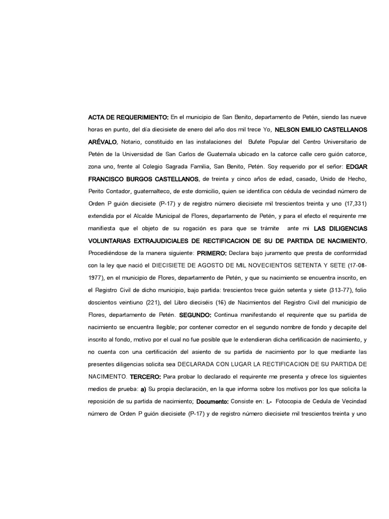 Reposicion de Partida de Nac. | PDF | Guatemala | Certificado de nacimiento