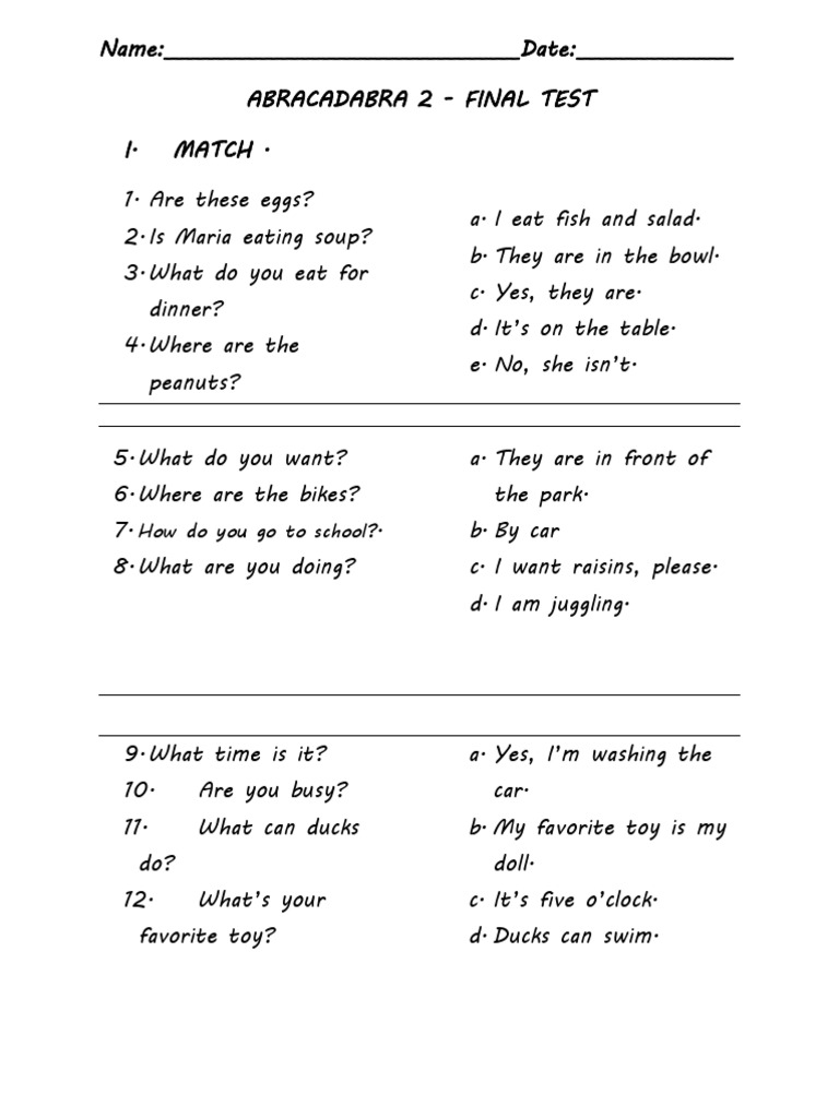 Abracadabra 2 Final Test Guide | PDF | Language Arts & Discipline