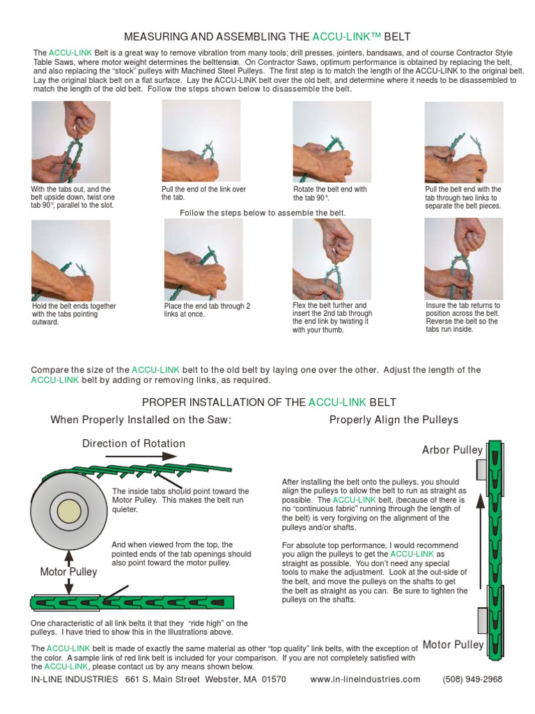 Accu Link Belt Instructions | PDF | Belt (Mechanical) | Machines
