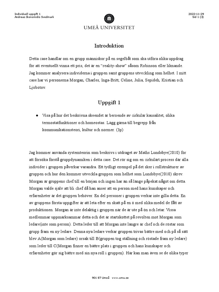 Uppgift 1 Socialpsykologi | PDF