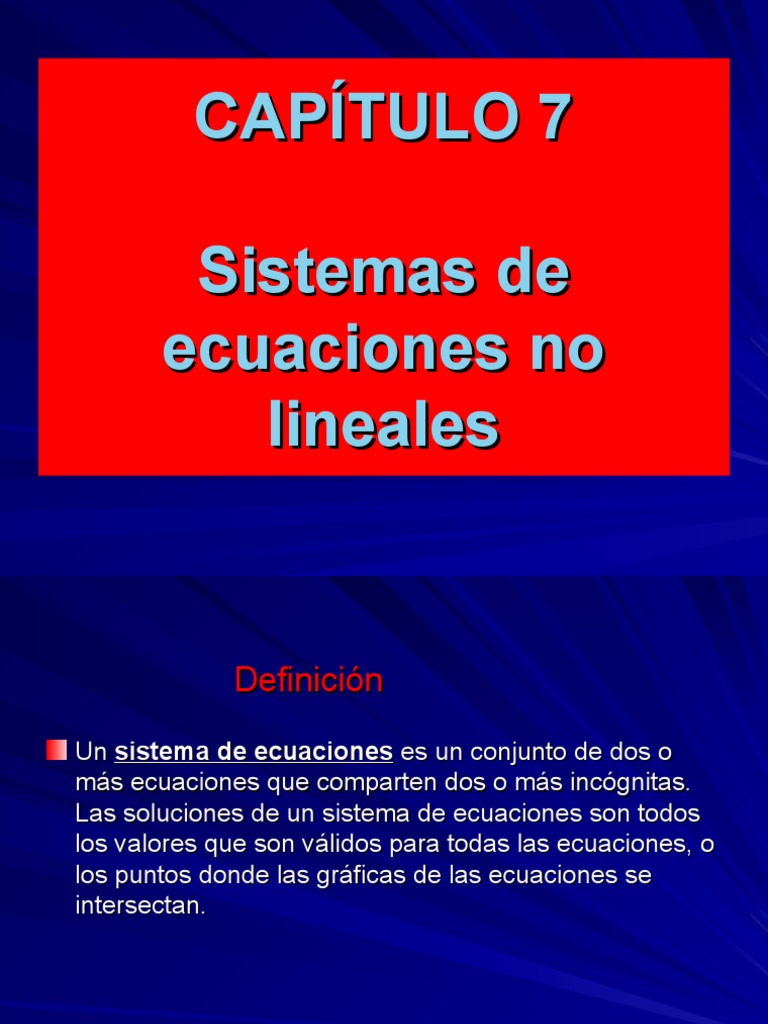 SEcuaciones No Lineales | PDF | Ecuaciones | Sistema no lineal
