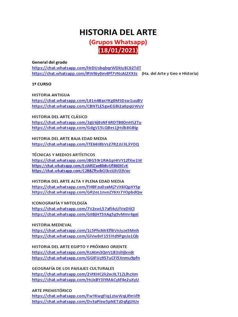 Grupos de WhatsApp sobre Historia del Arte | PDF | Período moderno ...
