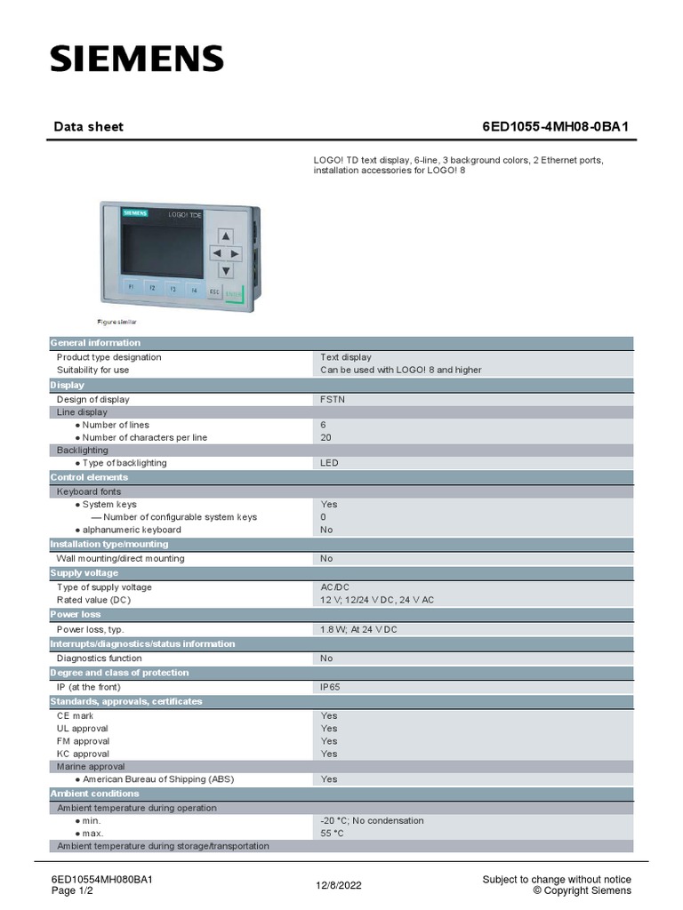 6ED10554MH080BA1 Datasheet en | PDF | Computer Keyboard | Electricity