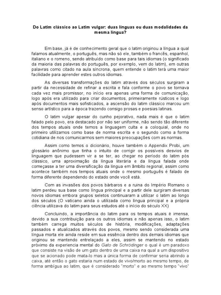 Resumo | PDF | Latim | Português (idioma)