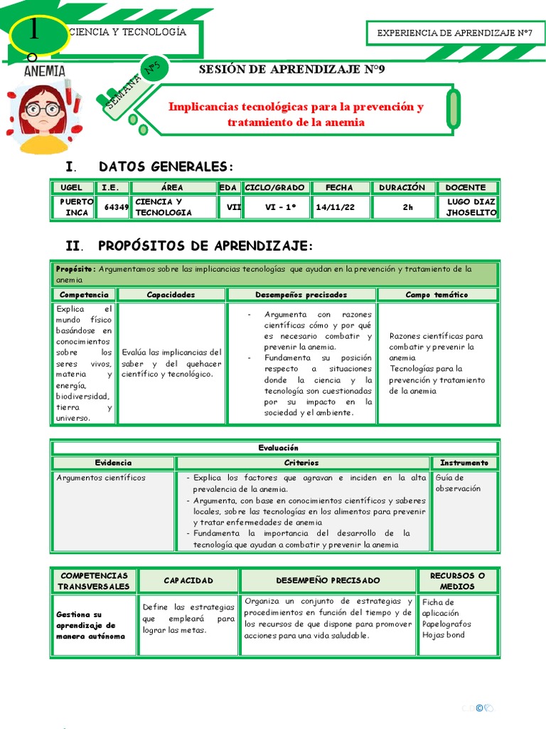 1° Sesión de Aprendizaje Sesión 9-Sem.5-Exp.7-Cyt | PDF | Maestros | Aprendizaje