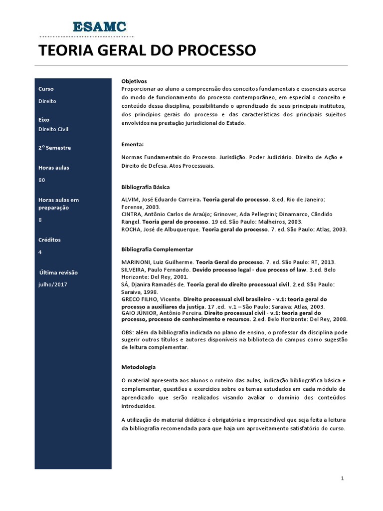 Teoria Geral Do Processo Pdf Jurisdição Direito Processual