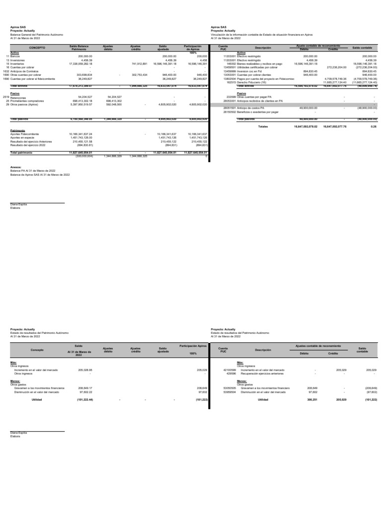Balance Actually Marzo | PDF | Contabilidad | Estado de resultados