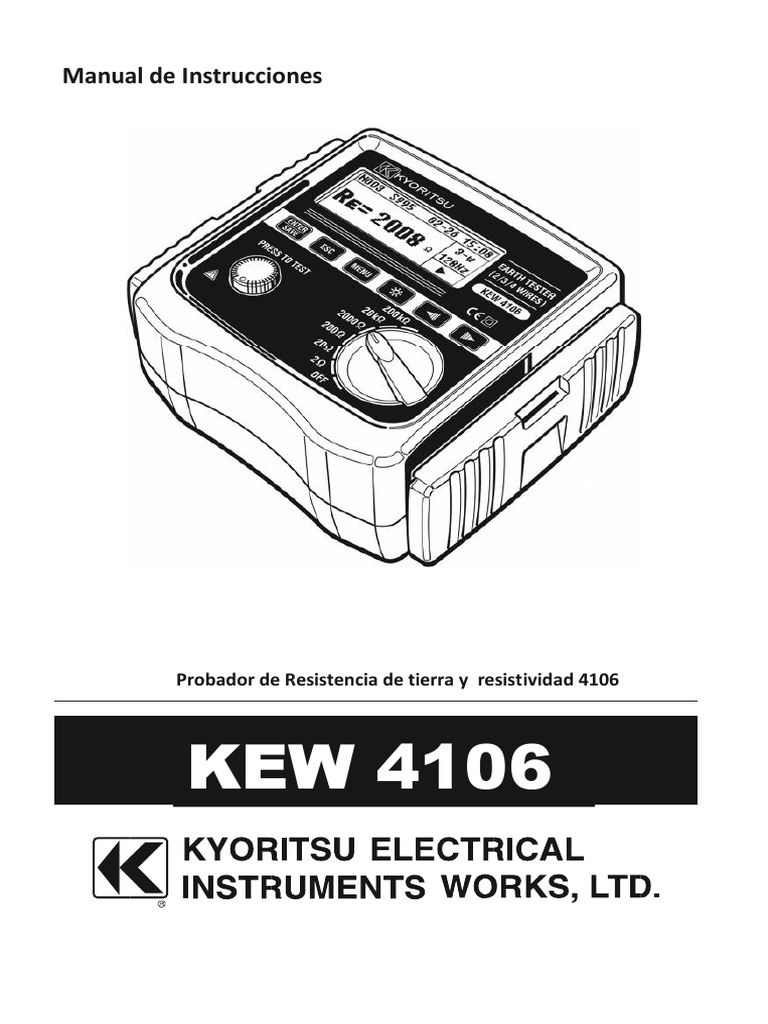 Manual de Instrucciones: Probador de Resistencia de Tierra y Resistividad 4106 | PDF ...
