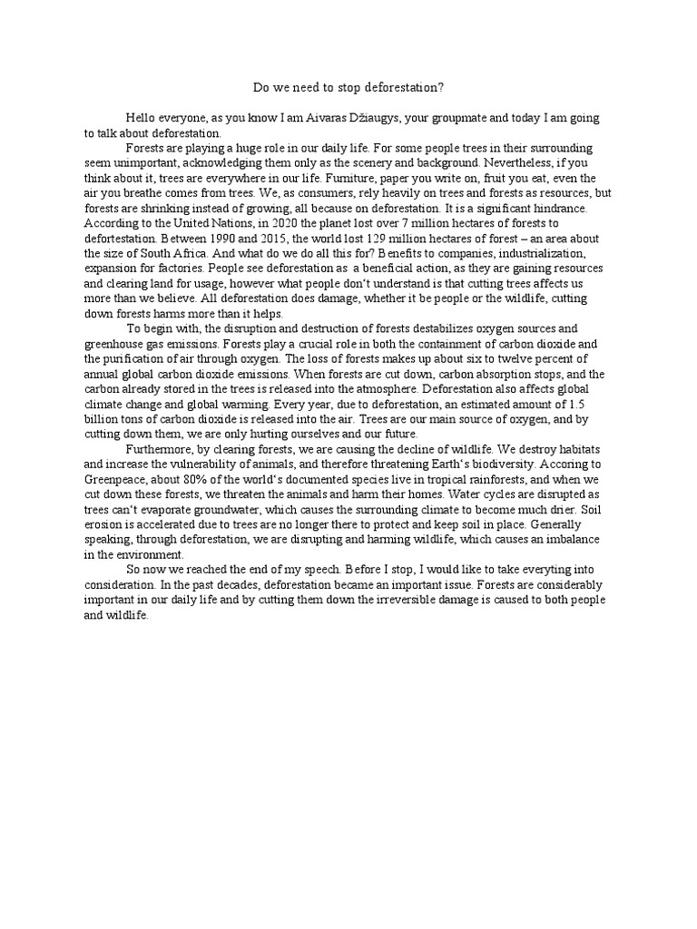 Argumentative Speech | PDF | Deforestation | Systems Ecology