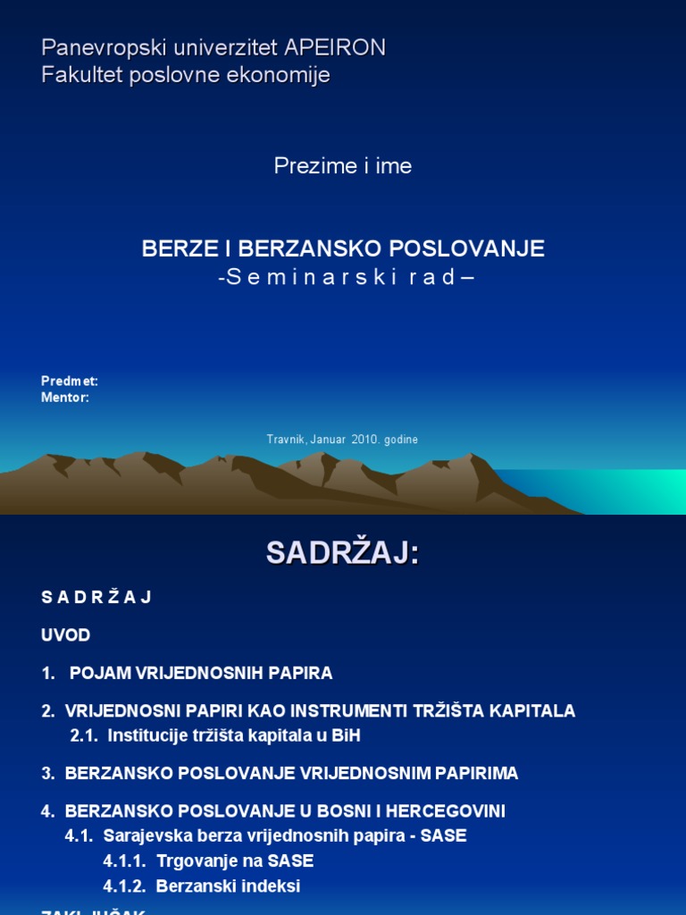 Prezentacija Trgovina VP Na Berzi | PDF