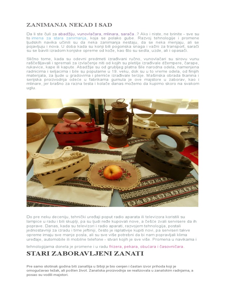 Zanimanja Nekad I Sad | PDF