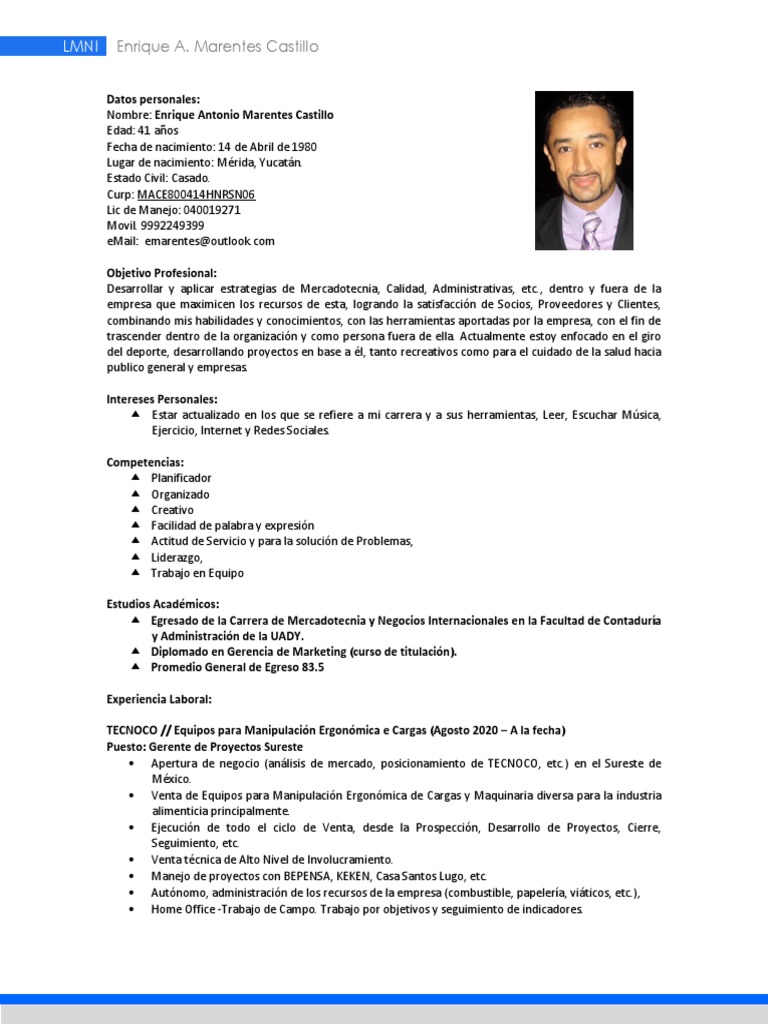 Curriculum EM Actualizado 2021 | PDF | Marketing | Economias