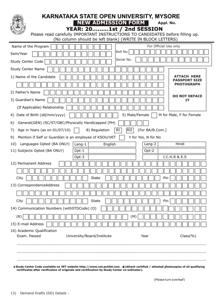 Ksou New Admission July2011 | PDF