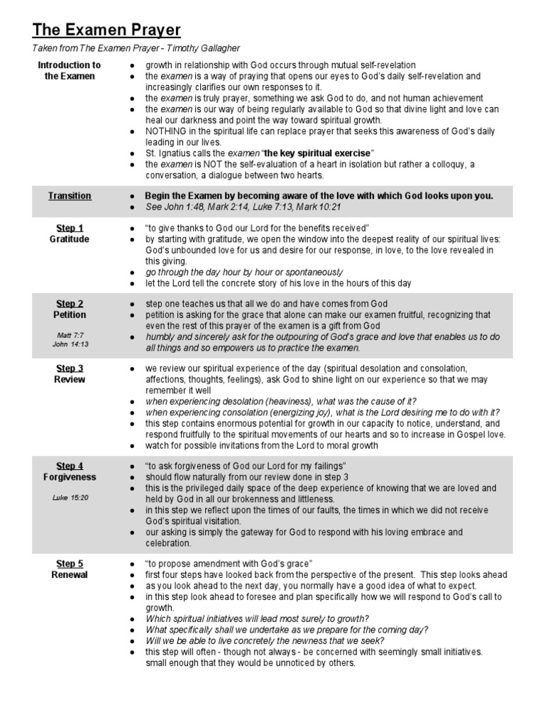Examen St. Ignatius | PDF | Prayer | Love
