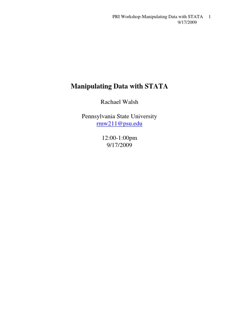 STATA Data Manipulation Guide | PDF | Factor Analysis | Dummy Variable (Statistics)