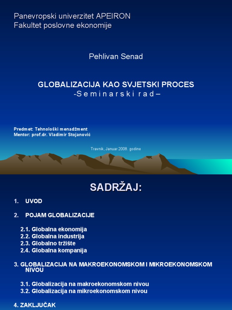 Prezentacija Globalizacija | PDF