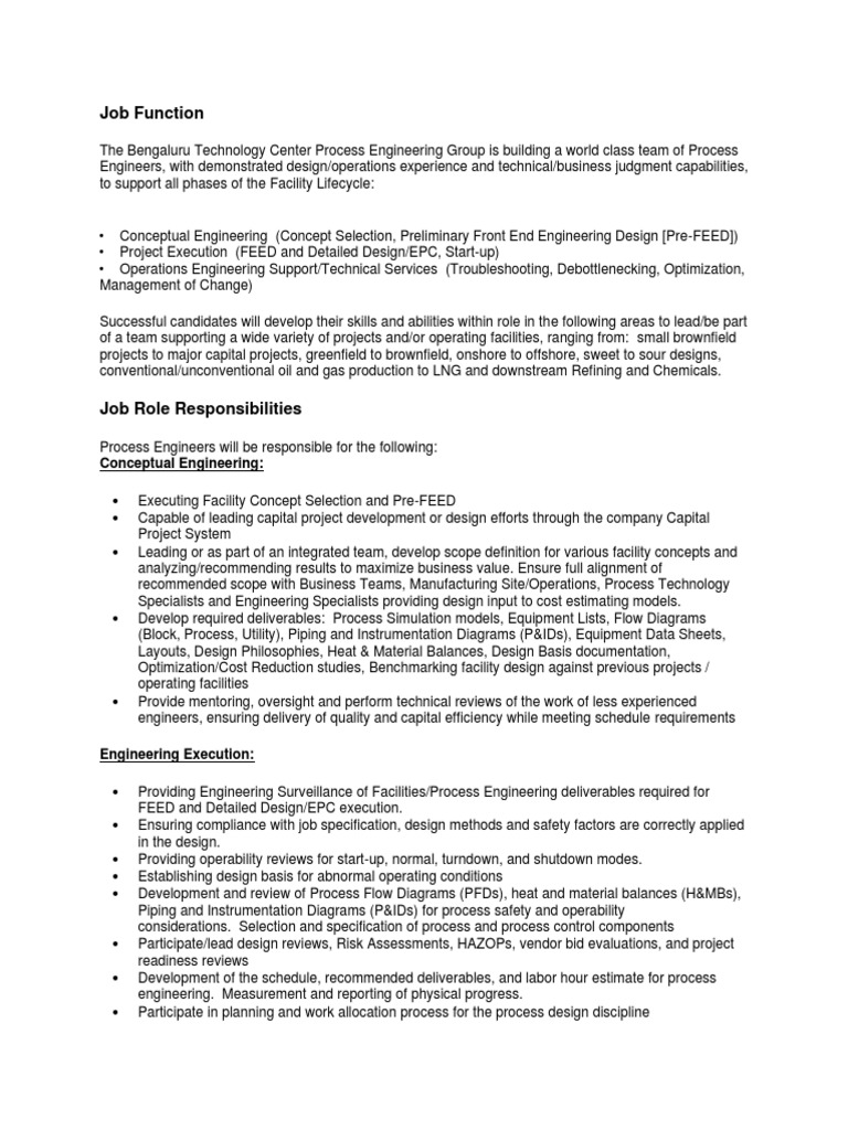 Process Engineer | PDF | Engineering | Design